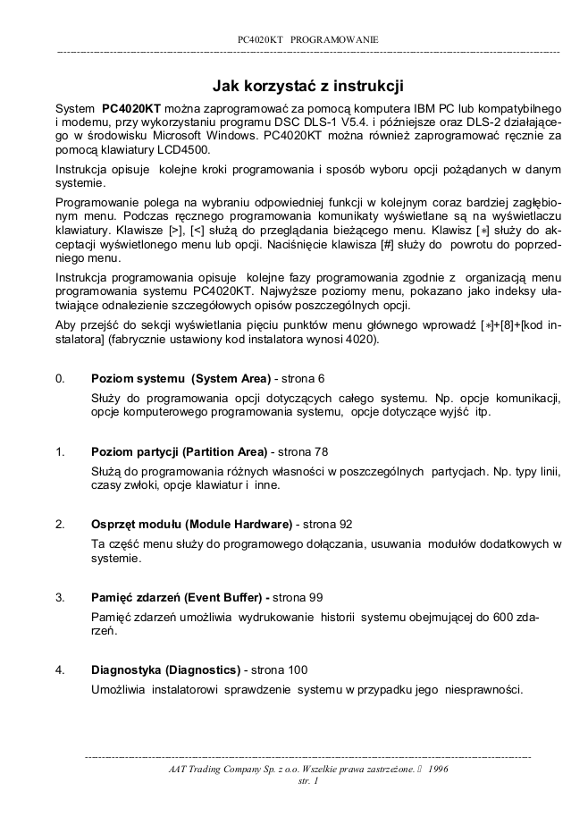 Centrale alarmowe i moduły rozszerzeń - spis instrukcji