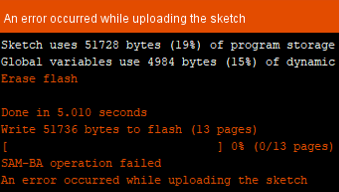 Arduino Uno R4 WiFi - SAM-BA operation failed - nie można wgrać wsadu