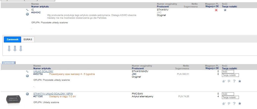 [Rozwiązano] Układ scalony STK4161V - gdzie kupić lub zamiennik?