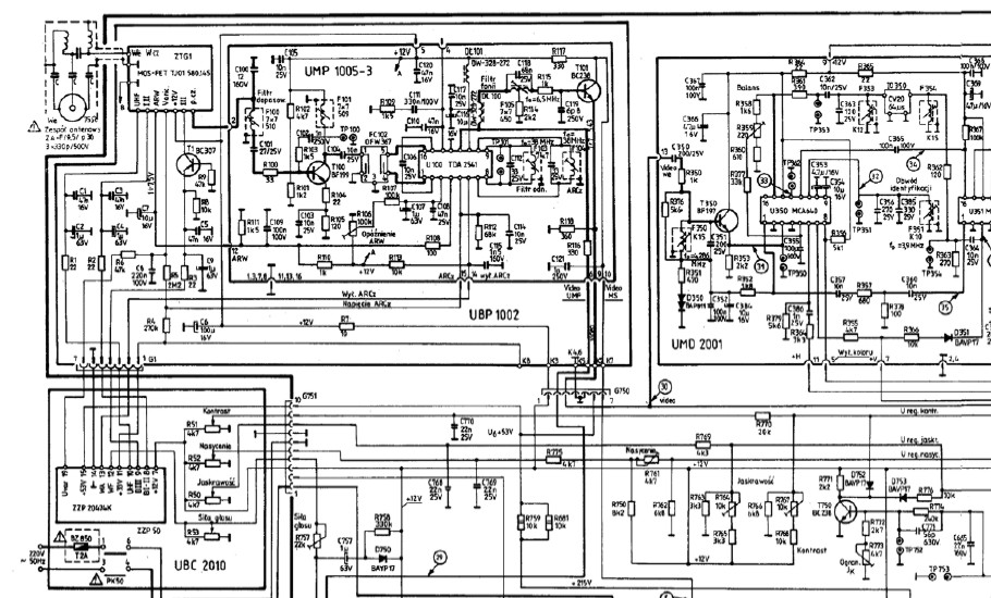 Schemat regulacji w telewizorze Neptun 505 - wyjaśnienie elementów i ...