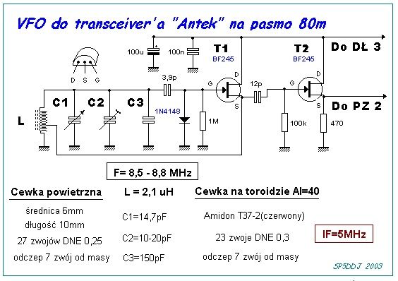 RX Cypisek: Wzmacnianie sygnału z VFO na BF245 i pomiar częstotliwości ...