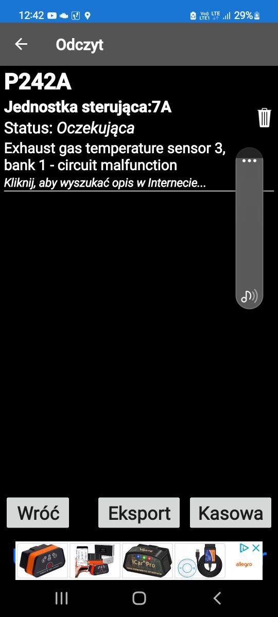 Lokalizacja i liczba czujników temperatury spalin w Renault Trafic 2.5 ...