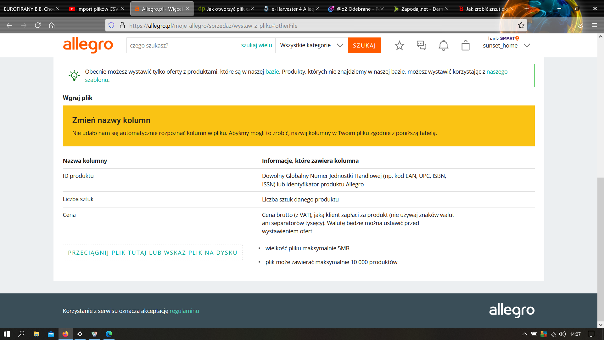 Dlaczego nie mogę wgrać pliku .csv na Allegro? - elektroda.pl