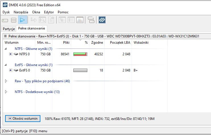 [Rozwiązano] Odzyskanie danych dysku NTFS po formacie RAW / Linux, SmartTV