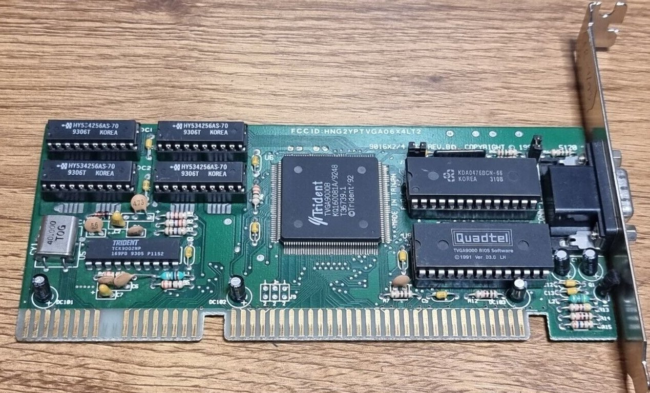 [Retro] Karta VGA - zakłócenia / pionowe prążki - Trident TVGA9000