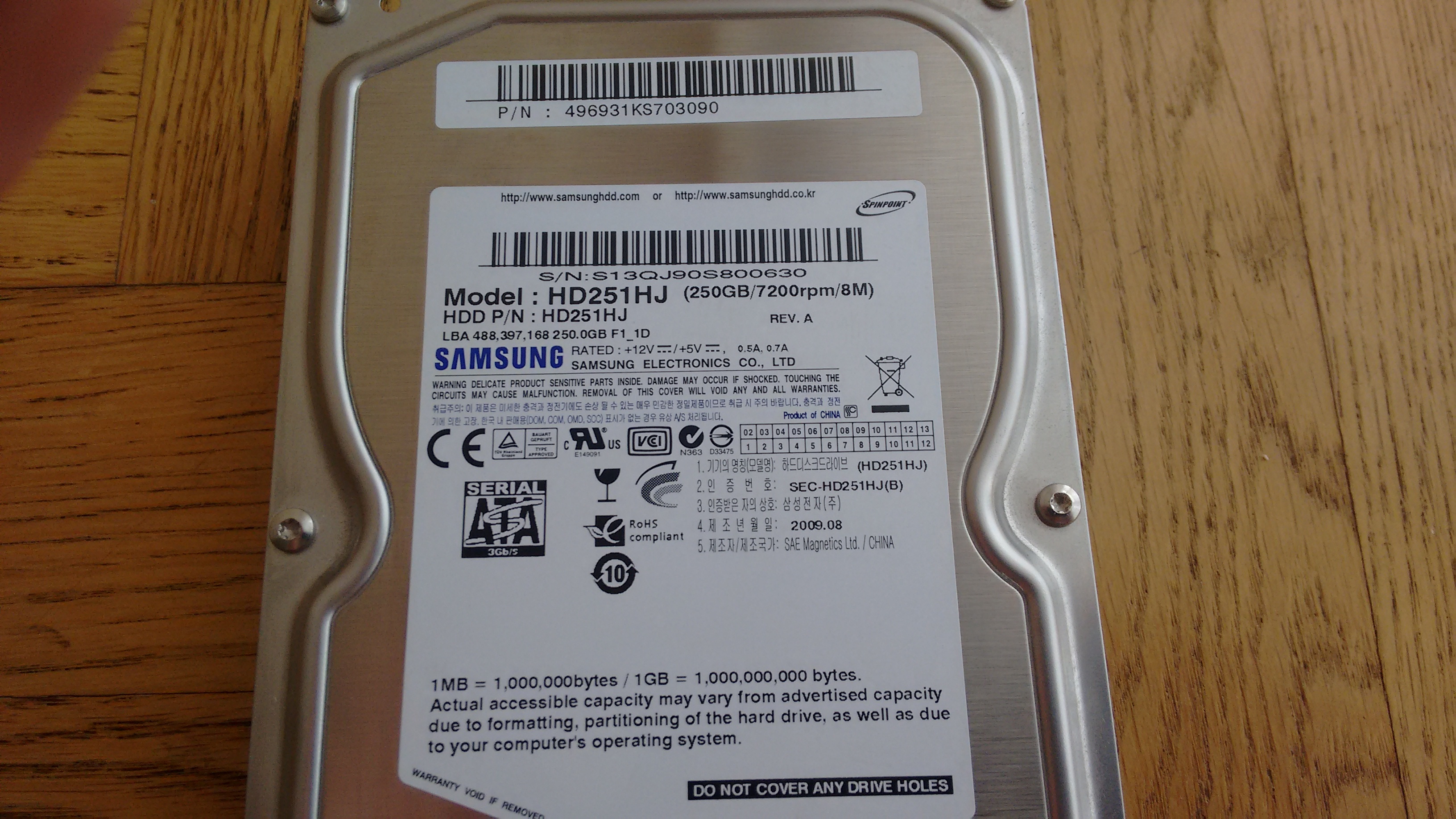 [Sprzedam] Dysk twardy Samsung HD251HJ 250GB - elektroda.pl