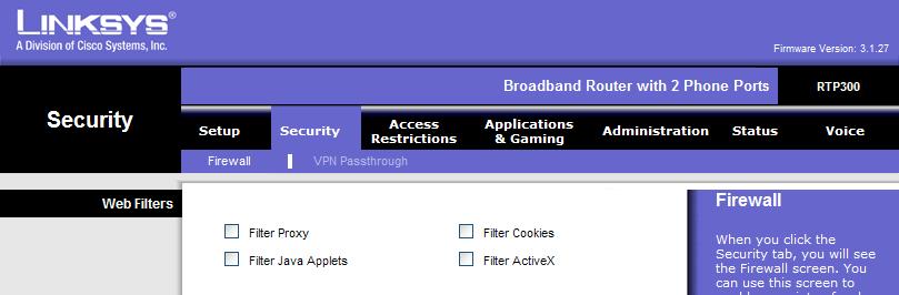 Prosze o sprawdzenie konfiguracji routera LINKSYS RTP300