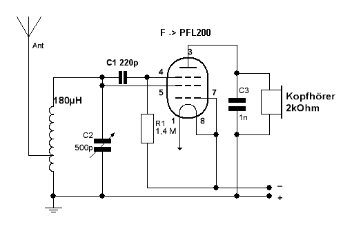 Schemat radia na lampach PFL200 z zakresem 5-7MHz AM - 2