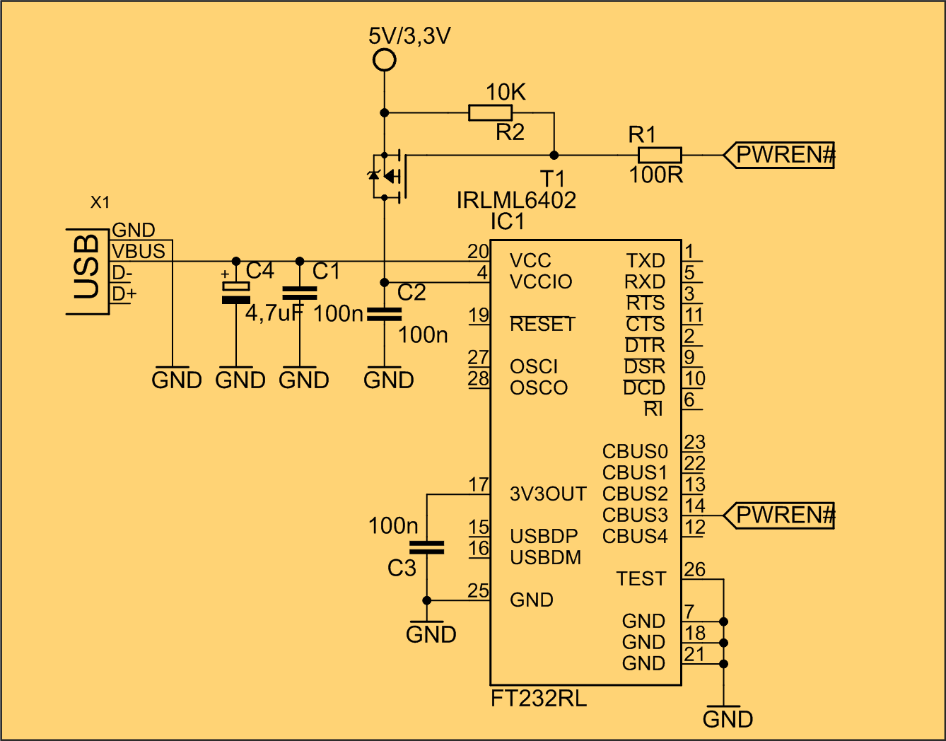 Załączanie VCCIO w FT232RL przez mosfet IRLML6402 - elektroda.pl