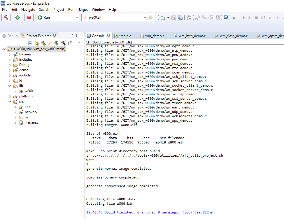 W800-C400 WiFi/BT microcontroller programming - wm_sdk_w800 tutorial