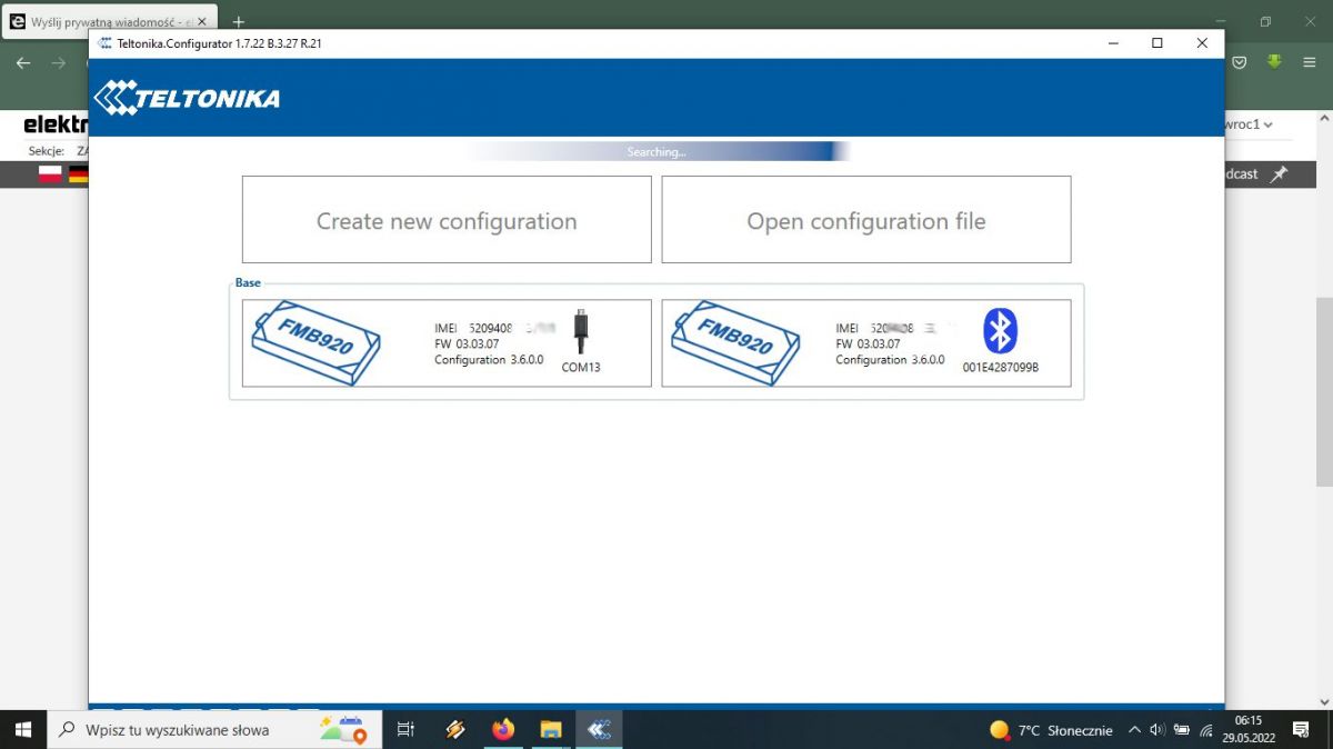 Dlaczego nie można edytować ustawień? GPS Teltonika FMB920.
