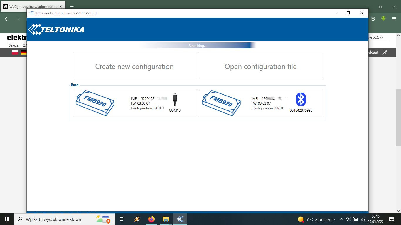 Dlaczego nie można edytować ustawień? GPS Teltonika FMB920.
