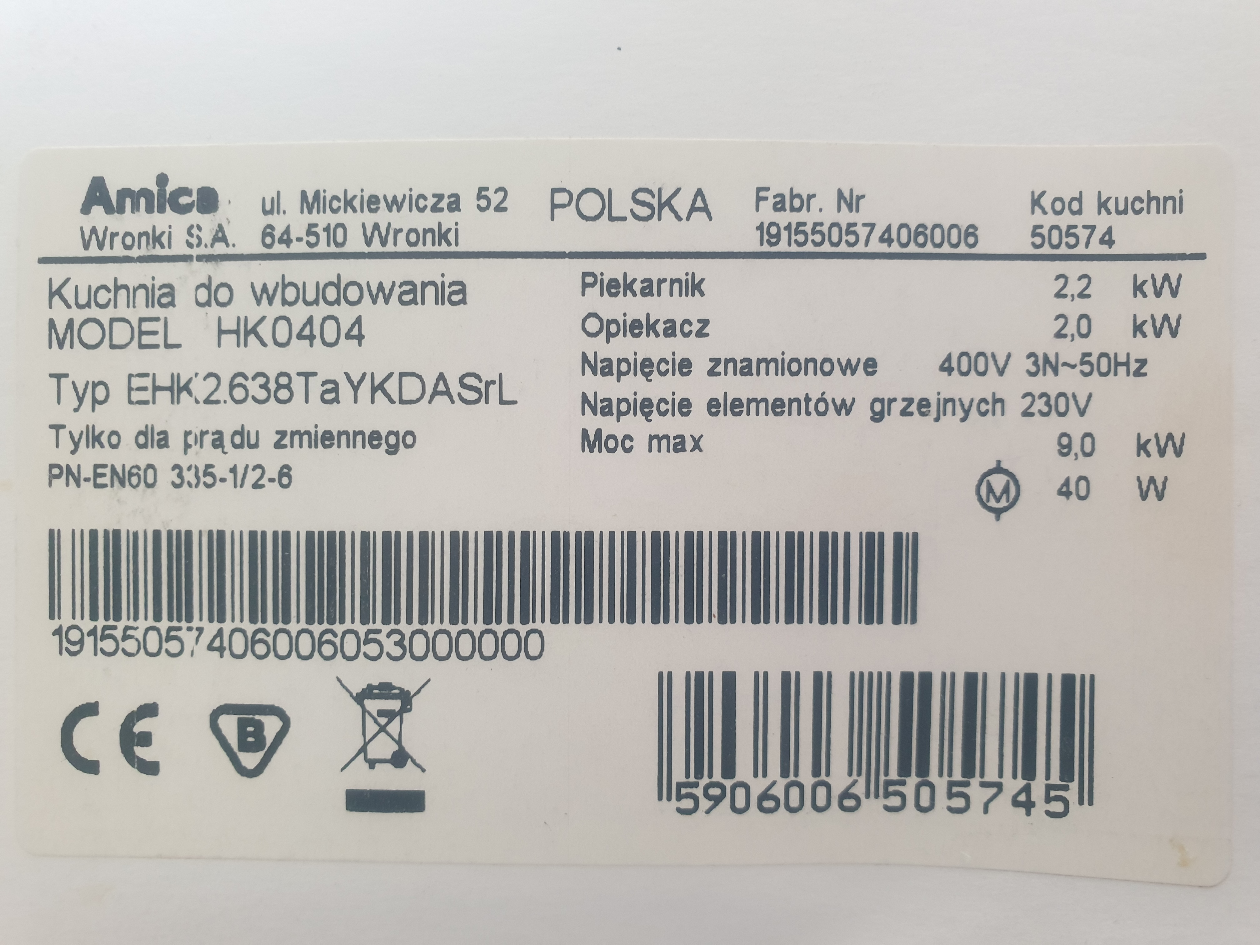 [Rozwiązano] Amica HK0404 EHK2.638TAYKDASRL - niewłaściwa temperatura ...