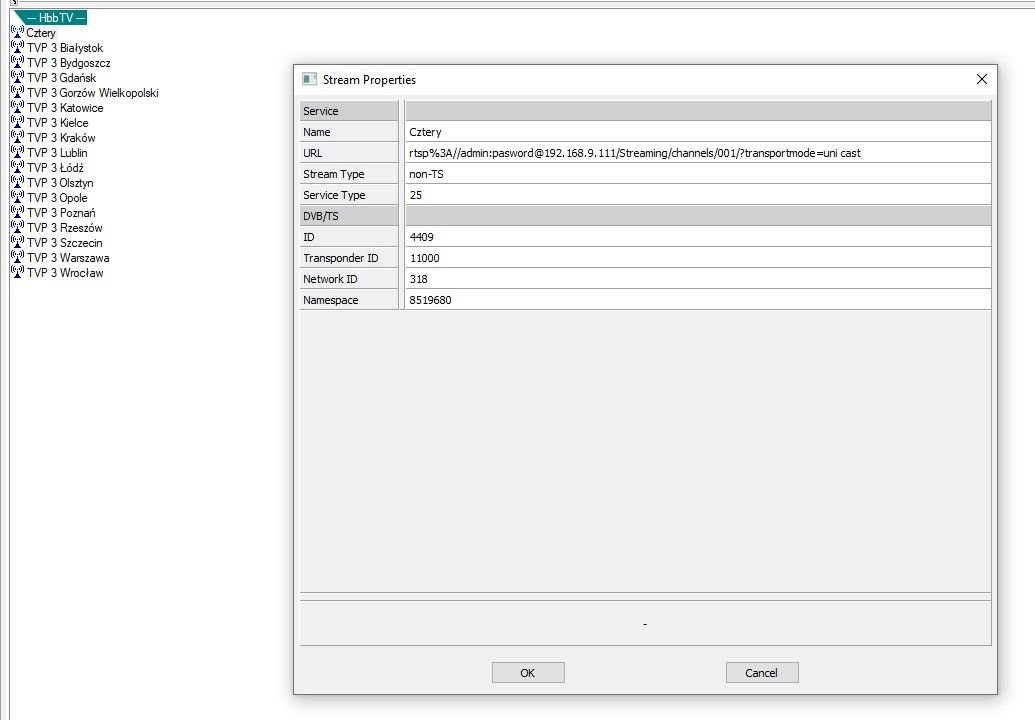 Podgląd obrazu z kamery DVS-MP4028T-IRW na TV przez tunery Vu z użyciem dreamboxedit