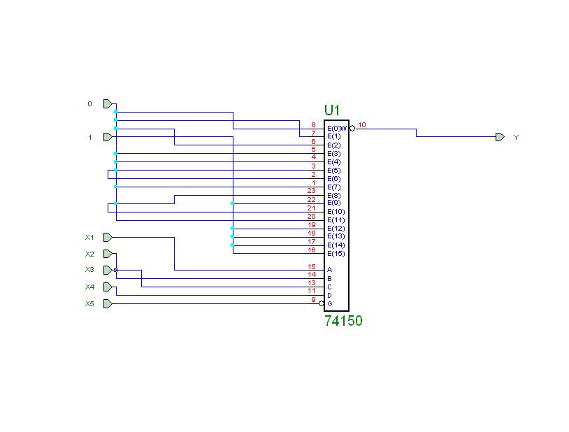 Realizacja funkcji logicznej na multiplekserze 74150