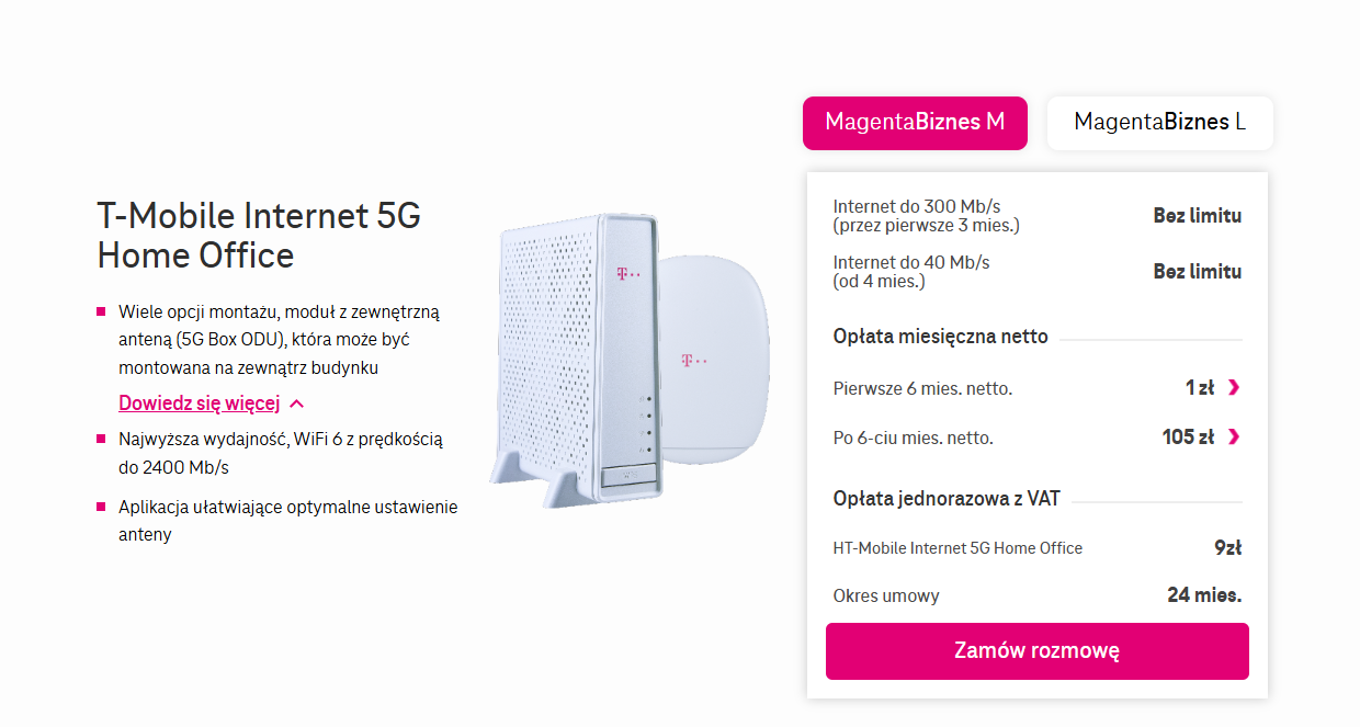 Router 5G T-Mobile z OLX - dioda czerwona, prędkość do 95 Mbs, co zrobić?