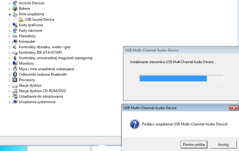 Sweex SC016 - Win wykrywa kartę, przy instalacji sterów okno - podłącz ...