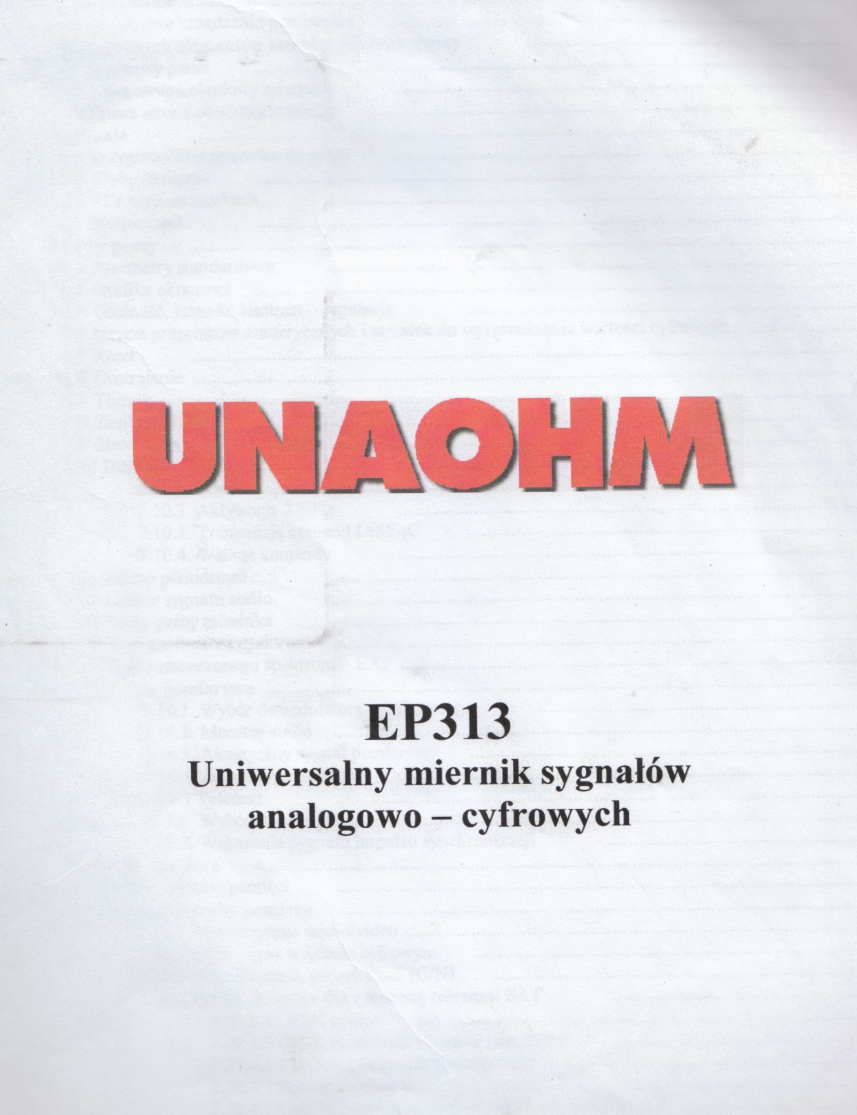 Instrukcja obsługi miernika analogowo-cyfrowego Unaohm EP313 (POL)