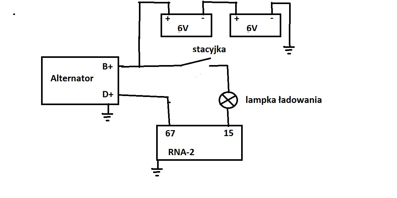 Schemat podłączenia alternatora i regulatora napięcia do Ursusa C 330