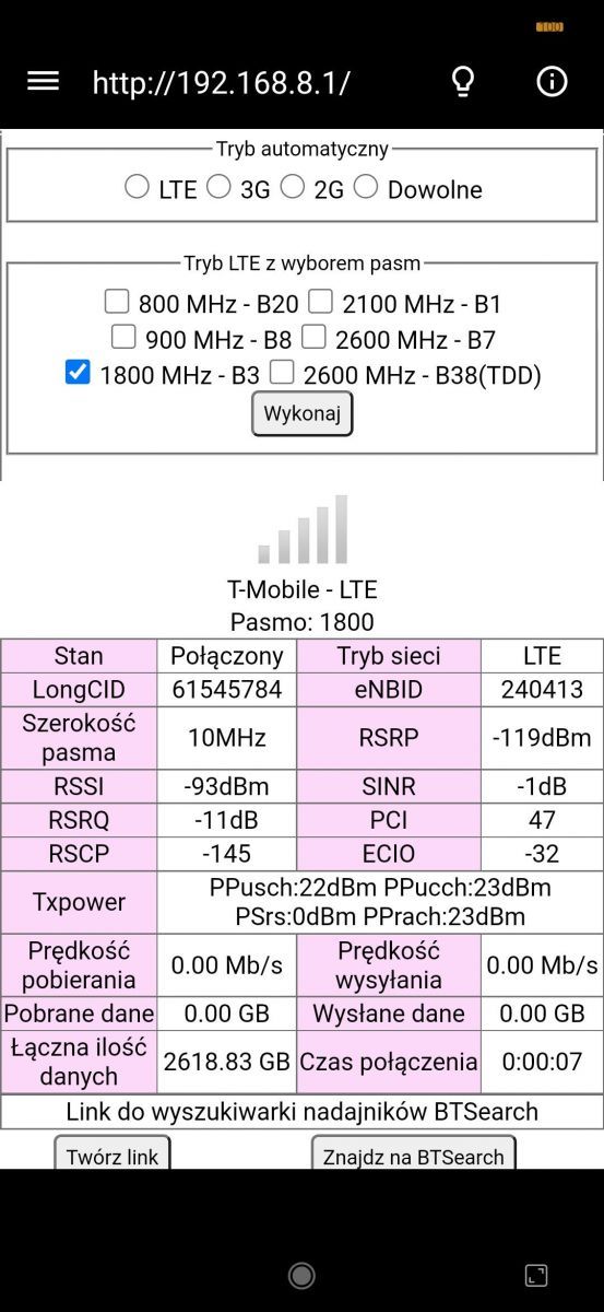 Antena LTE do Huawei b528s-23a w T-Mobile, BTS 3km, parametry pasm ...