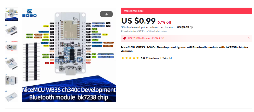 NiceMCU XH-WB3S BK7238 tutorial - quickstart, flashing, sensors, MQTT ...