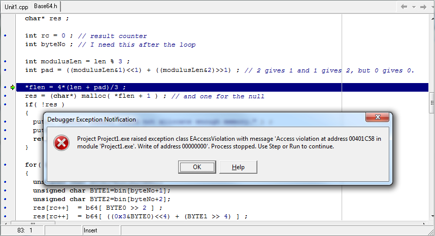 C++ - konwersja AnsiString do base64 w Borland Builder 6