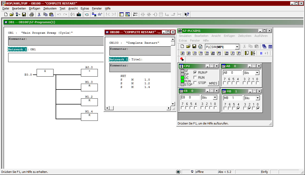 Jak uruchomić OB100 w Step7 do ustawienia bitów przy starcie?