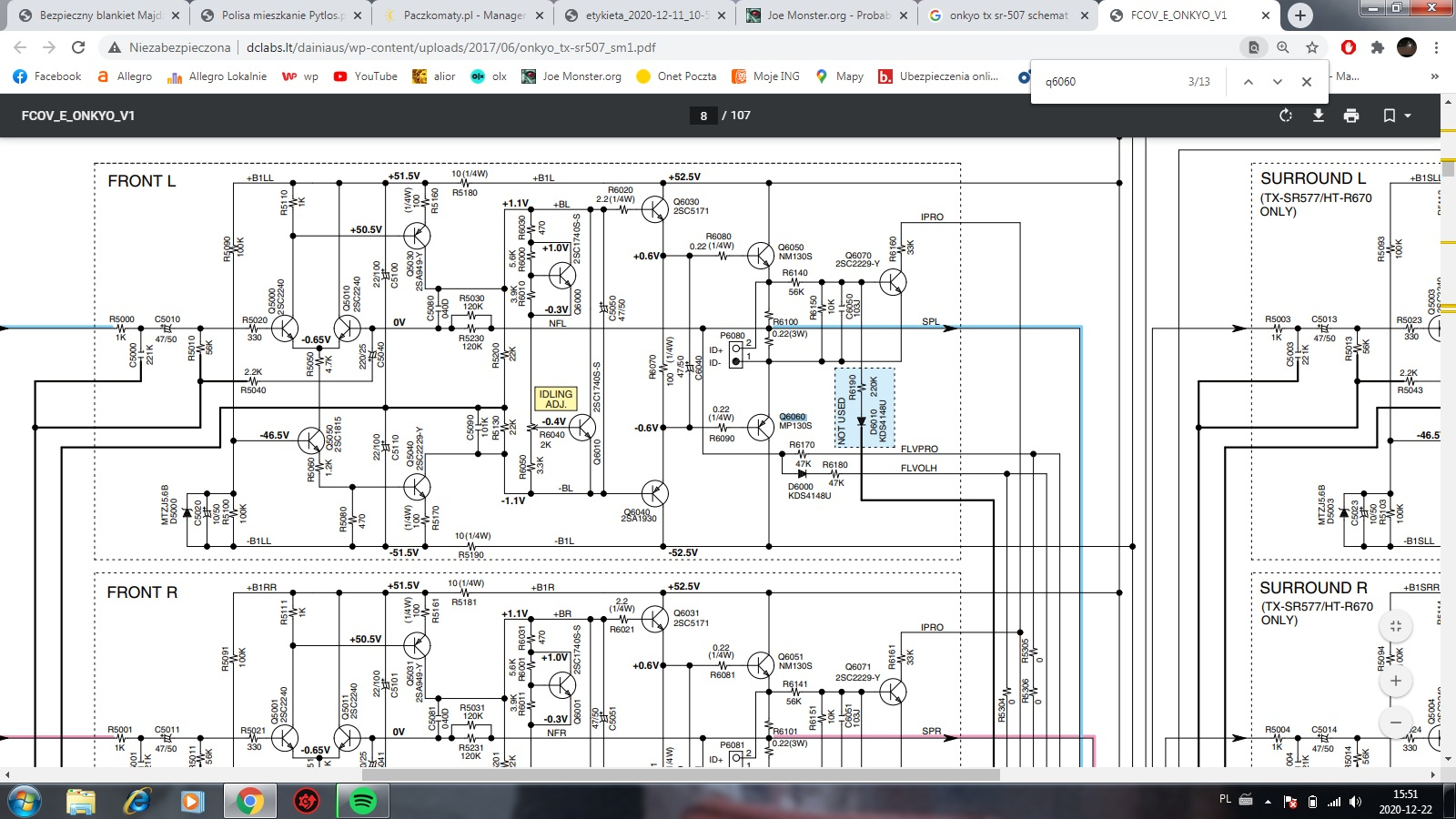 Onkyo tx-sr507 - Spalony tranzystor końcowy, na jaki wymienić
