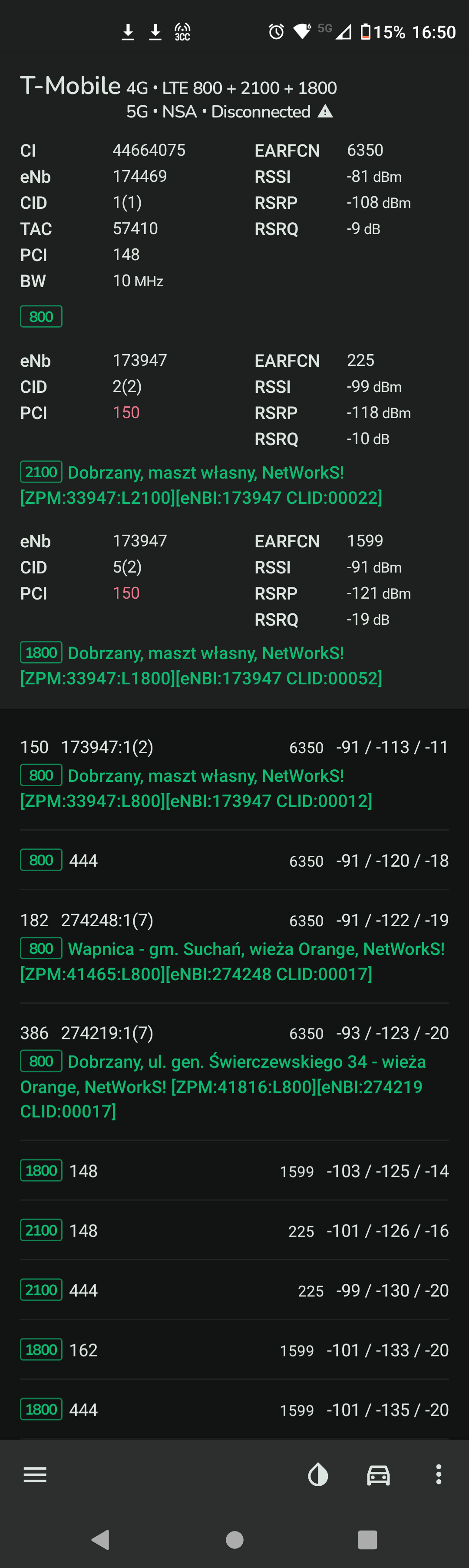 Identyfikacja aplikacji z białym tłem i różowymi tabelami na ZTE MC889 +T5400