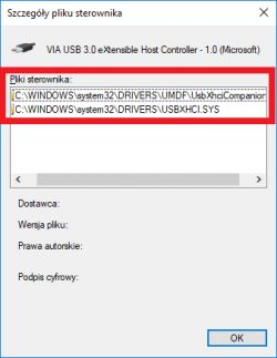 Sterowniki dla VIA USB 3.0 eXtensible Host Controller - Windows 10 64bit
