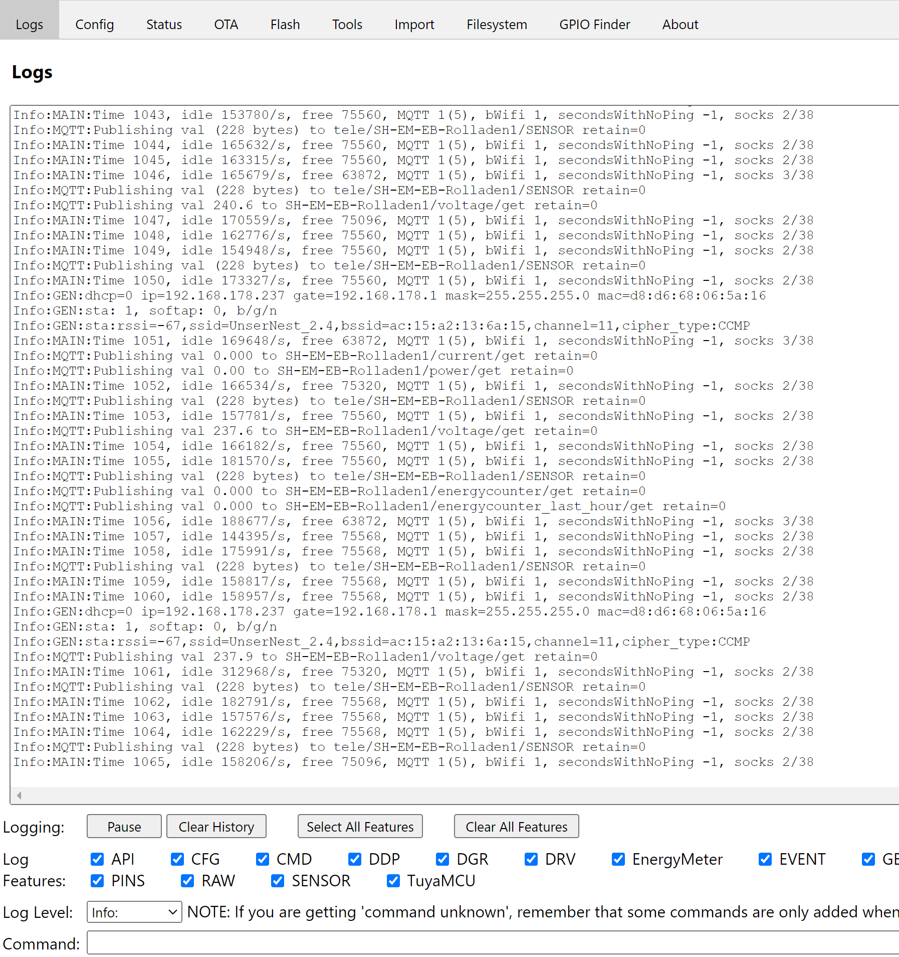 OpenBeken - Warning "Client [SH-EM-EB-Rolladen1] Message" Spam in ...