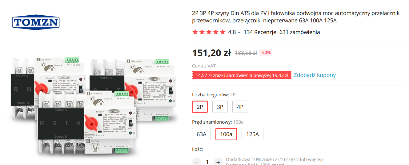 [Rozwiązano] Stycznik LC MC-25/22 do przełączania zasilania offgrid ...