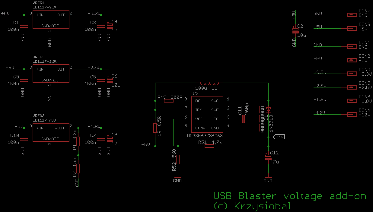 USB Blaster programmer - board with additional supply voltages