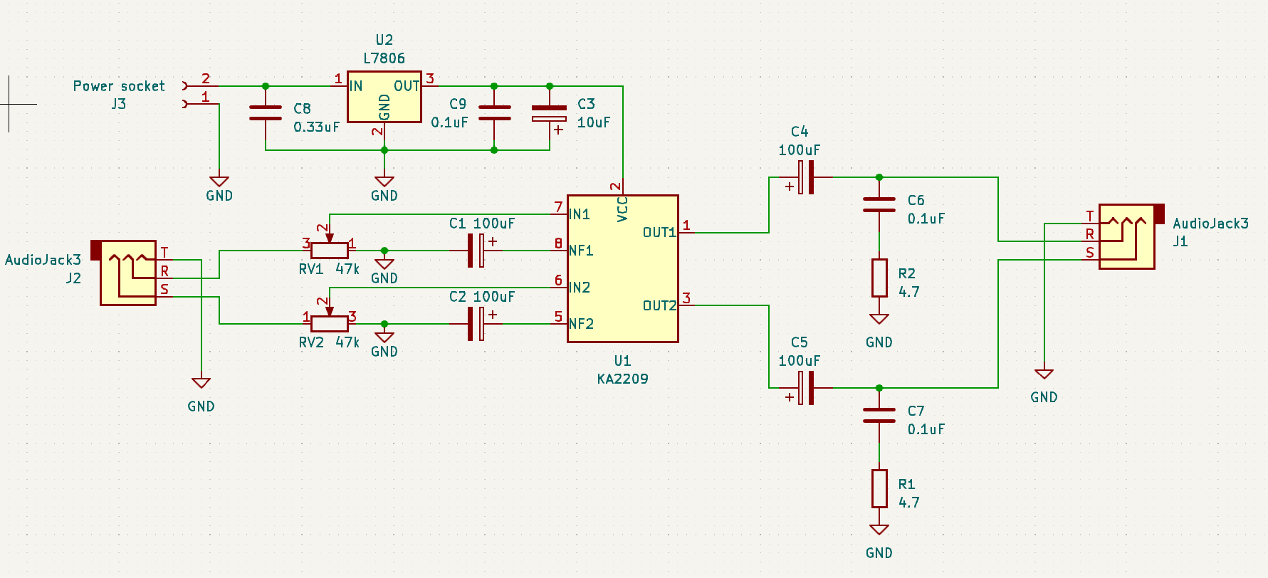 Projekt wzmacniacza audio na KA2209 - prośba o ocenę