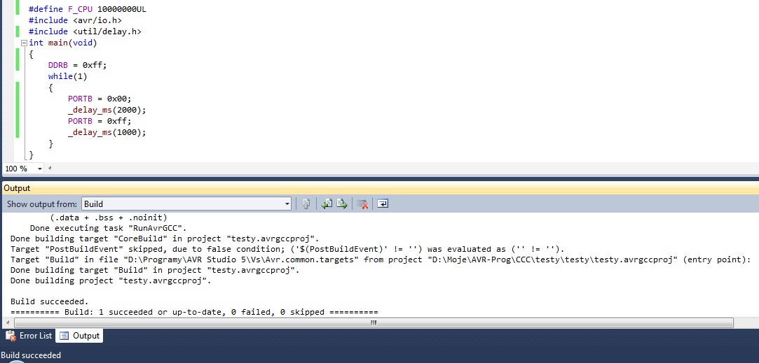 Attiny2313 AVR Studio 5 nie dział faunkcja _delay_ms();