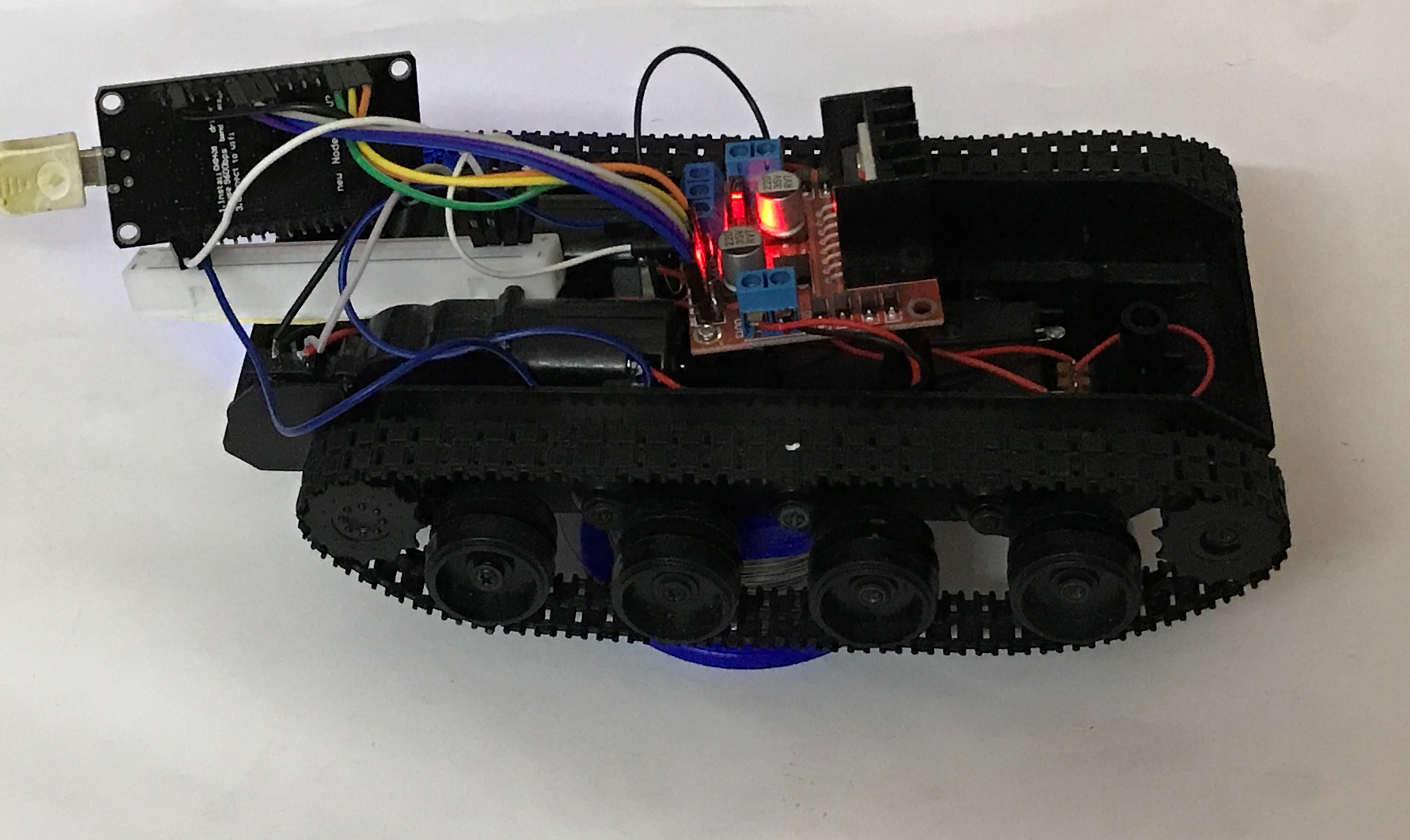 Remote controlled tank/car (via WiFi), chassis with tracks, L298 module with NodeMCU
