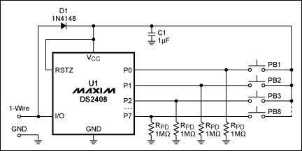 Sterownik One Wire DS2408 - szukam schematu do 8 przekaźników ...
