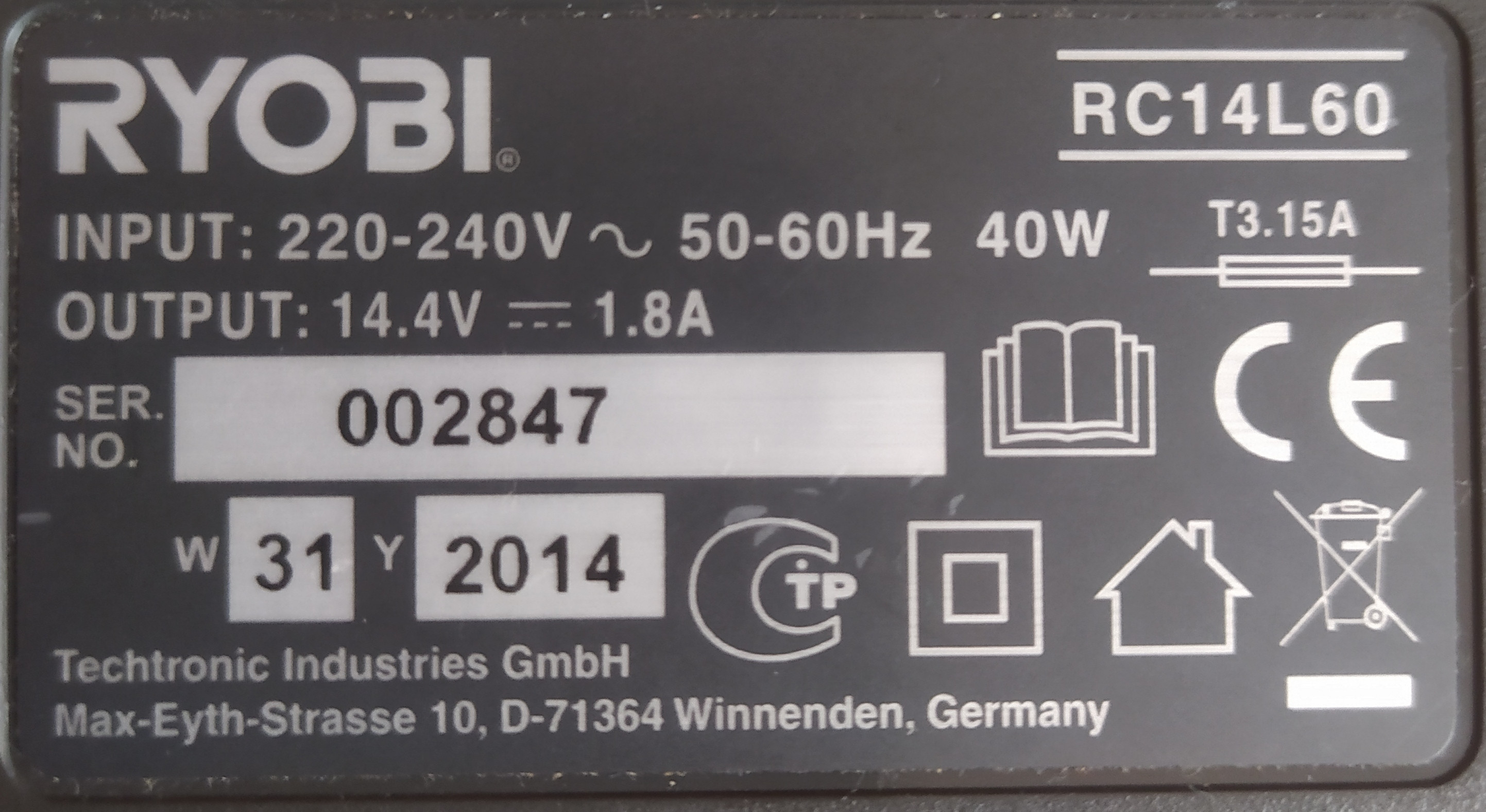 RYOBI ładowarka RC14L60 - identyfikacja elementów (rezystora)