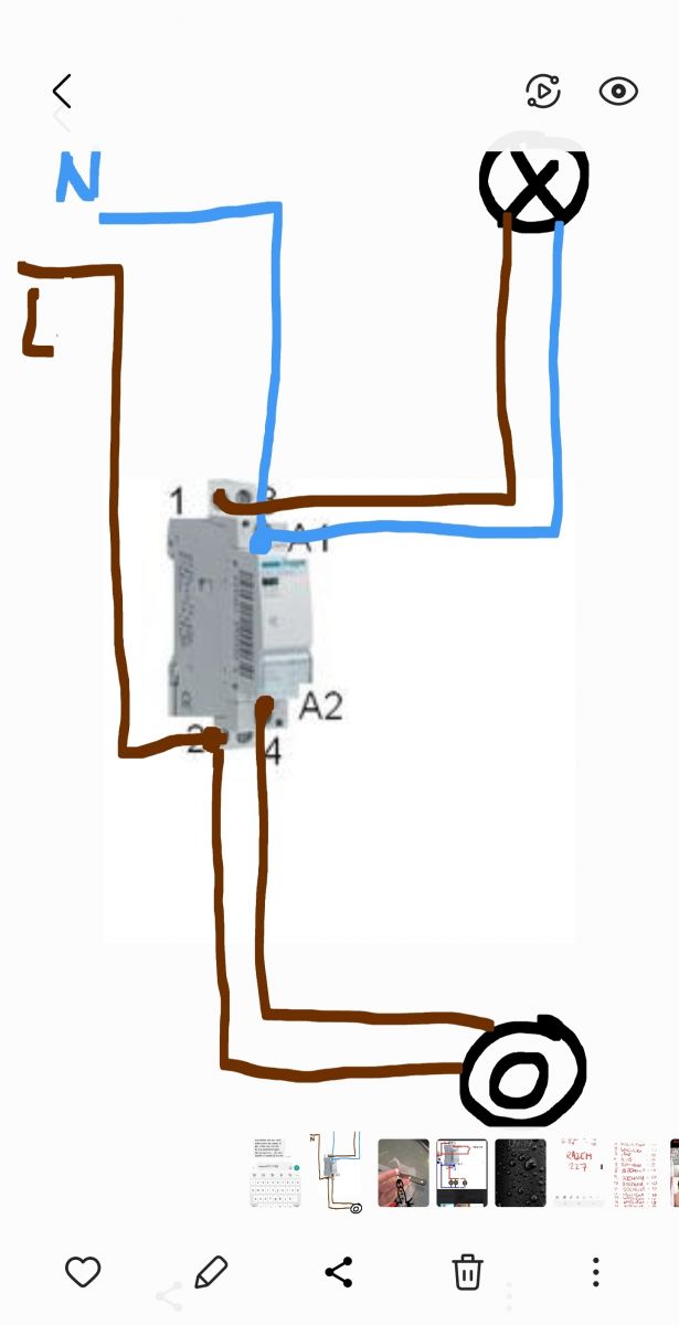 Schemat sterowania lampami łącznikiem bistabilnym i stycznikiem ESC ...