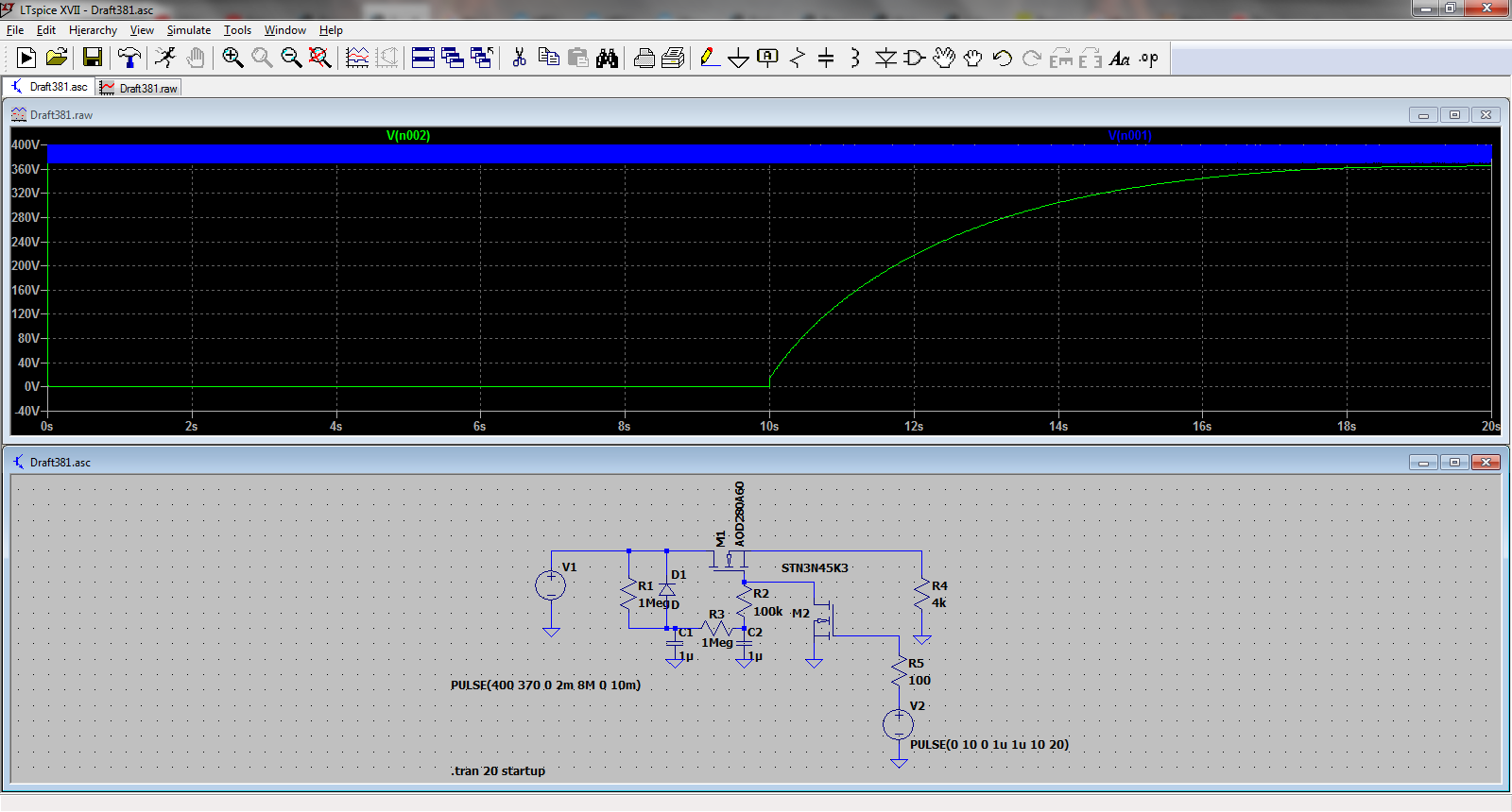 Układ z P-MOSFET-em jako przełącznik wysokonapięciowy (~400V, 100-200mA) i sterowanie 5V
