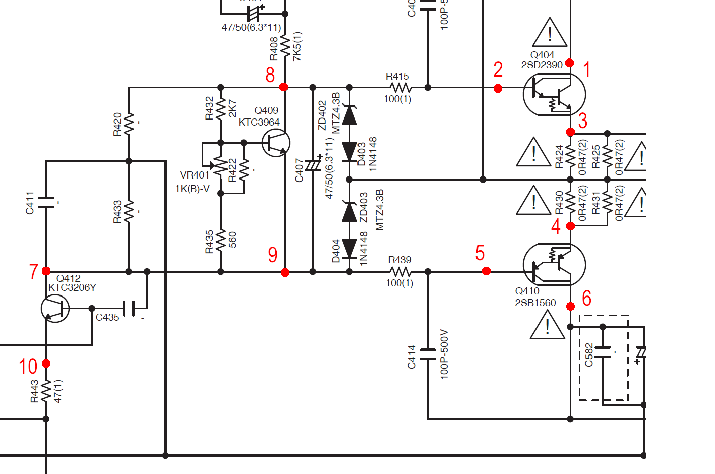 Pioneer VSX-923 - wysokie napięcie na bramkach tranzystorów 2SB1560 ...