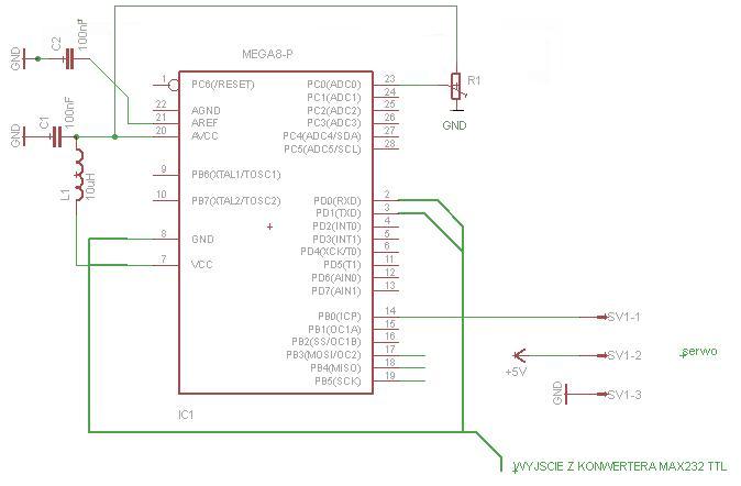 Jak poprawnie podłączyć ADC w Atmega8 do sterowania serwem?