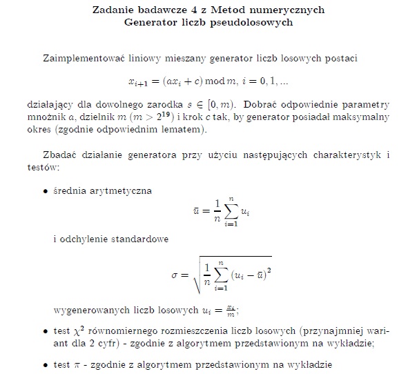 Implementacja liniowego generatora liczb pseudolosowych w C++ - parametry