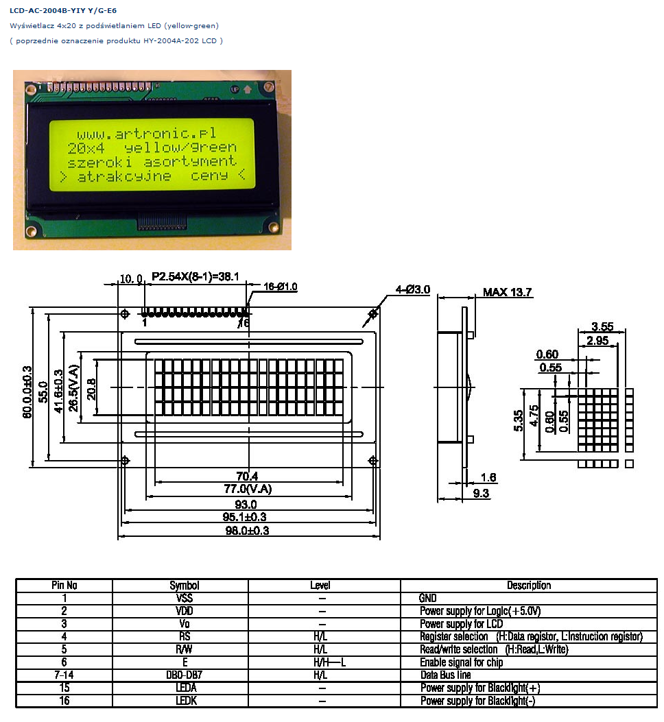 LCD HD44780 modyfikacja bibliotek z 4x16 na 4x20 (AVRgcc)