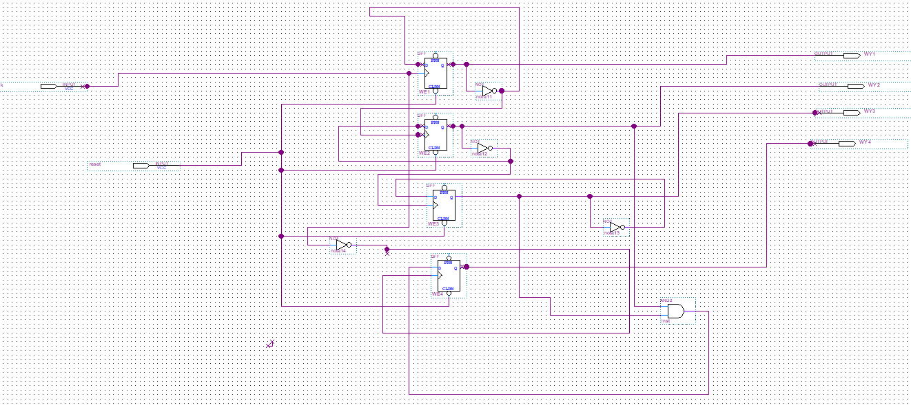 Licznik asynchroniczny modulo 9 oparty na przerzutnikach D
