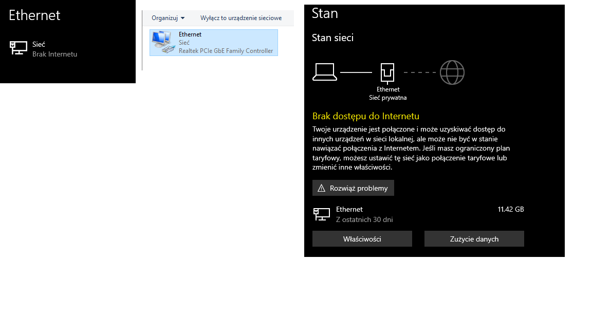 Brak internetu po kablu, wraca po kilkunastokrotnym wyłączeniu i ...