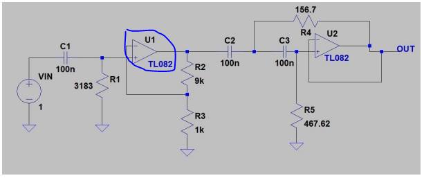 Jak dodać wzmacniacz TL082 w LtSpice i skonfigurować źródło oraz wyjście?