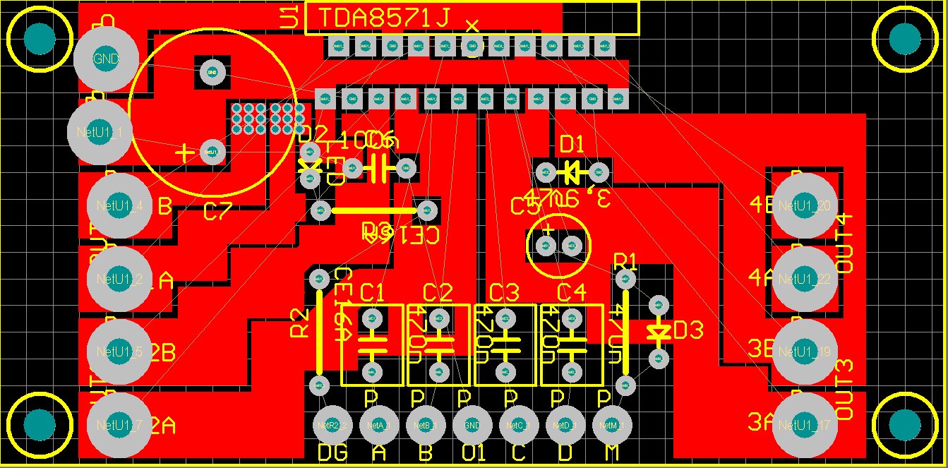 Wzmacniacz 4x40W TDA 8571 - dioda diagnostyczna świeci, brak dźwięku po złożeniu