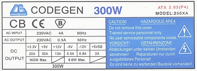 Codegen model: 250XA ATX 2.03 (P4) rev. CG-13 nie startuje naprawa.
