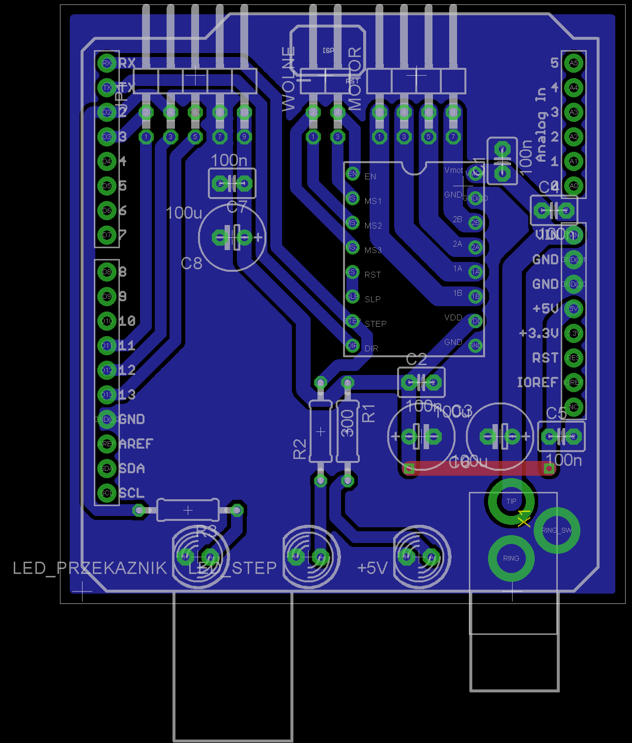 Projekt PCB do Arduino: sterowanie silnikiem krokowym, przekaźnikiem i ...